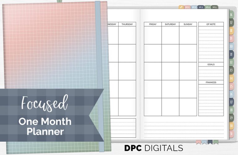 FREEBIE: Focused Theme One Month DIY Planner | DPC Digitals