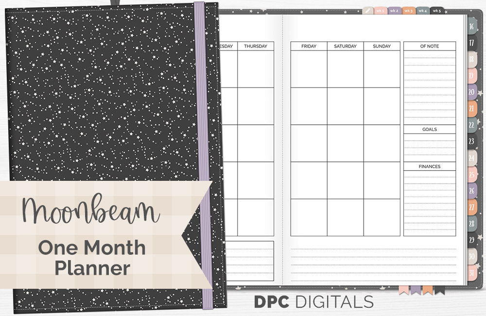 FREEBIE: Moonbeam Theme One Month DIY Planner | DPC Digitals