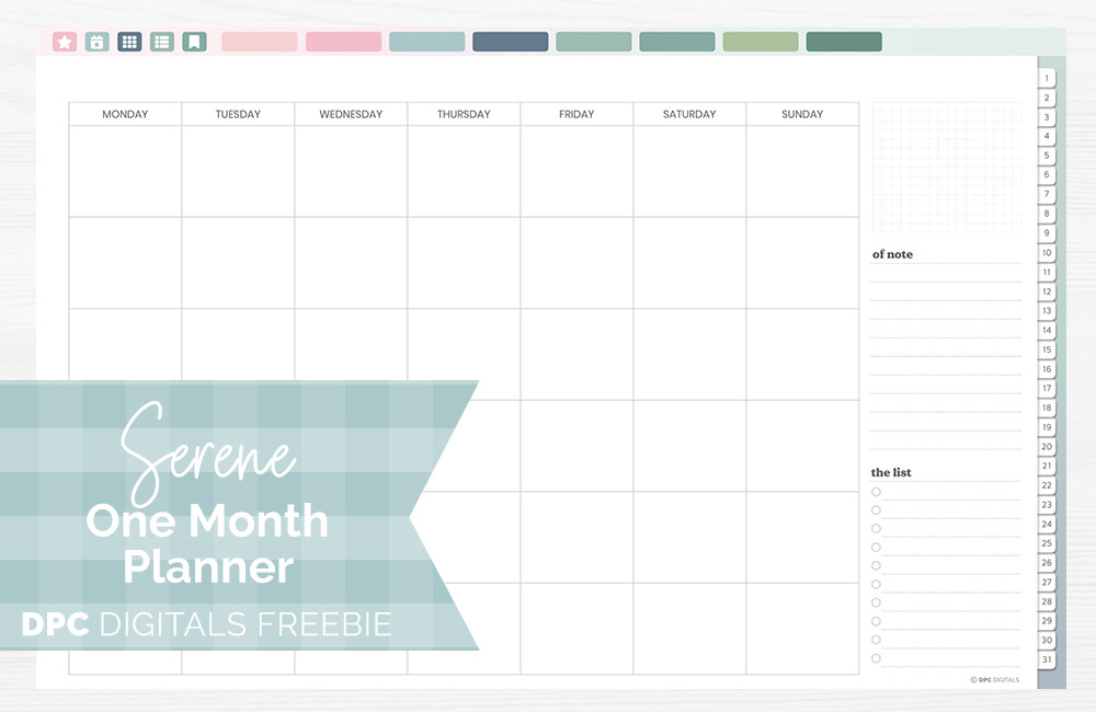 FREEBIE: Serene Theme One Month DIY Planner | DPC Digitals