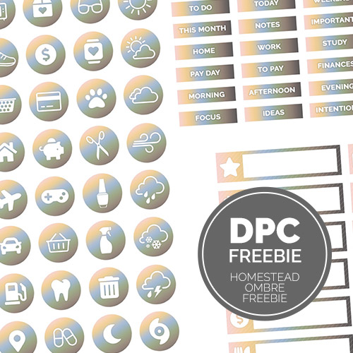 FREEBIE: Homestead Newsletter Ombre Digital Stickers | DPC Digitals